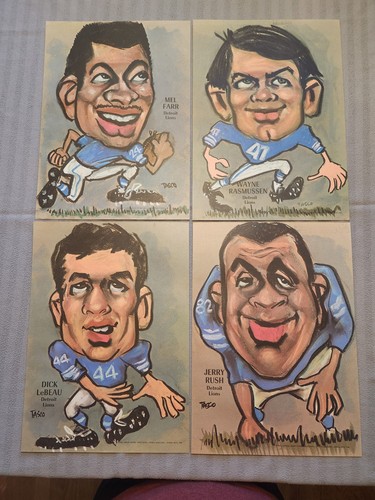 12-VINTAGE 1968 NFL DETROIT LIONS TASCO POSTERS - VERY GOOD CONDITION ...