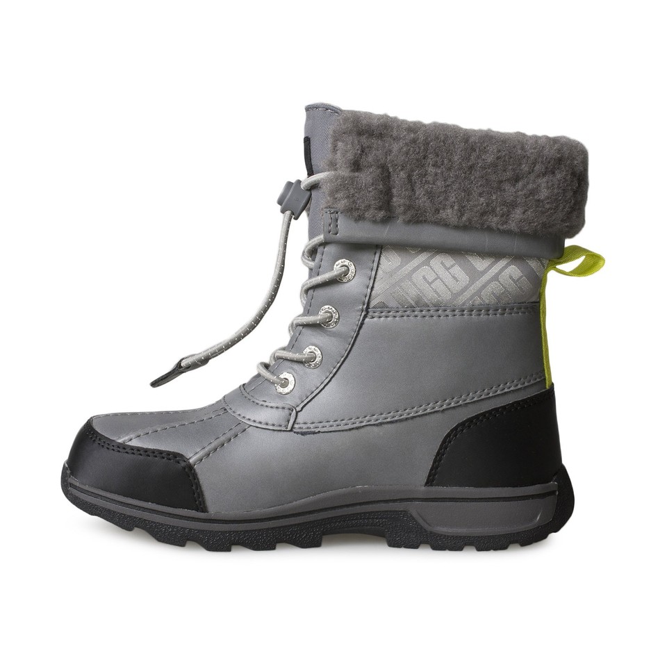 UGG BUTTE II CWR METAL UGG PRINT LEATHER WATERPROOF YOUTH BOOTS SIZE US ...