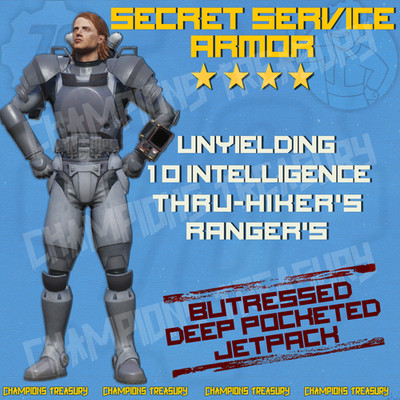 FALLOUT 76 PC SECRET SERVICE ARMOR SET UNYIELDING +10 INT THRU-HIKER'S ...