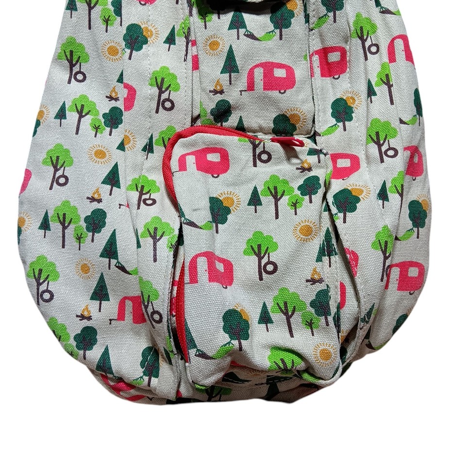 KAVU Sling Bag Rope Canvas Zip Compartments Camper Campsite Trees 18 ...