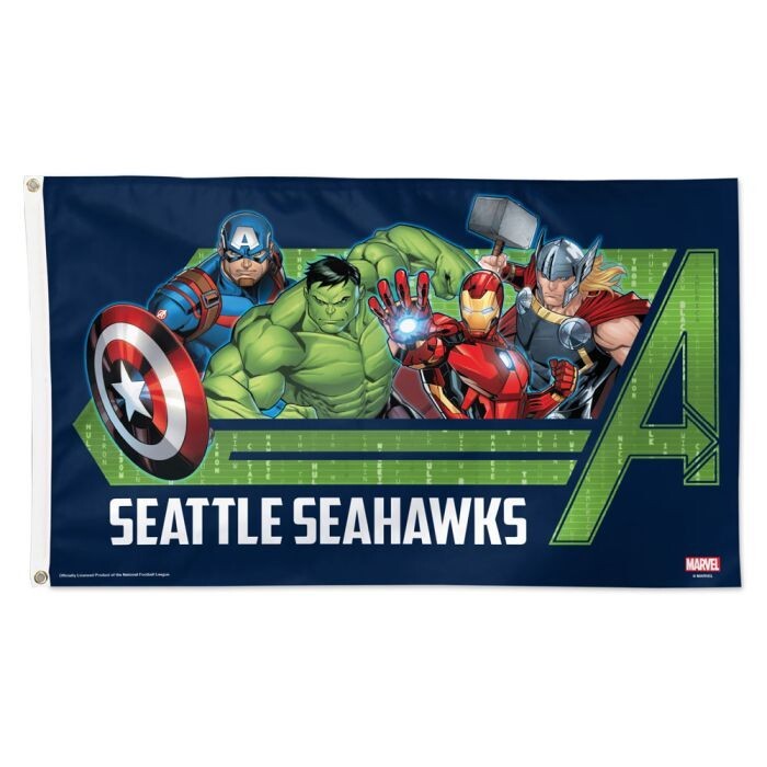 Wincraft NFL Marvel Seattle Seahawks Avengers Marvel Deluxe 3’x5’ Flag ...