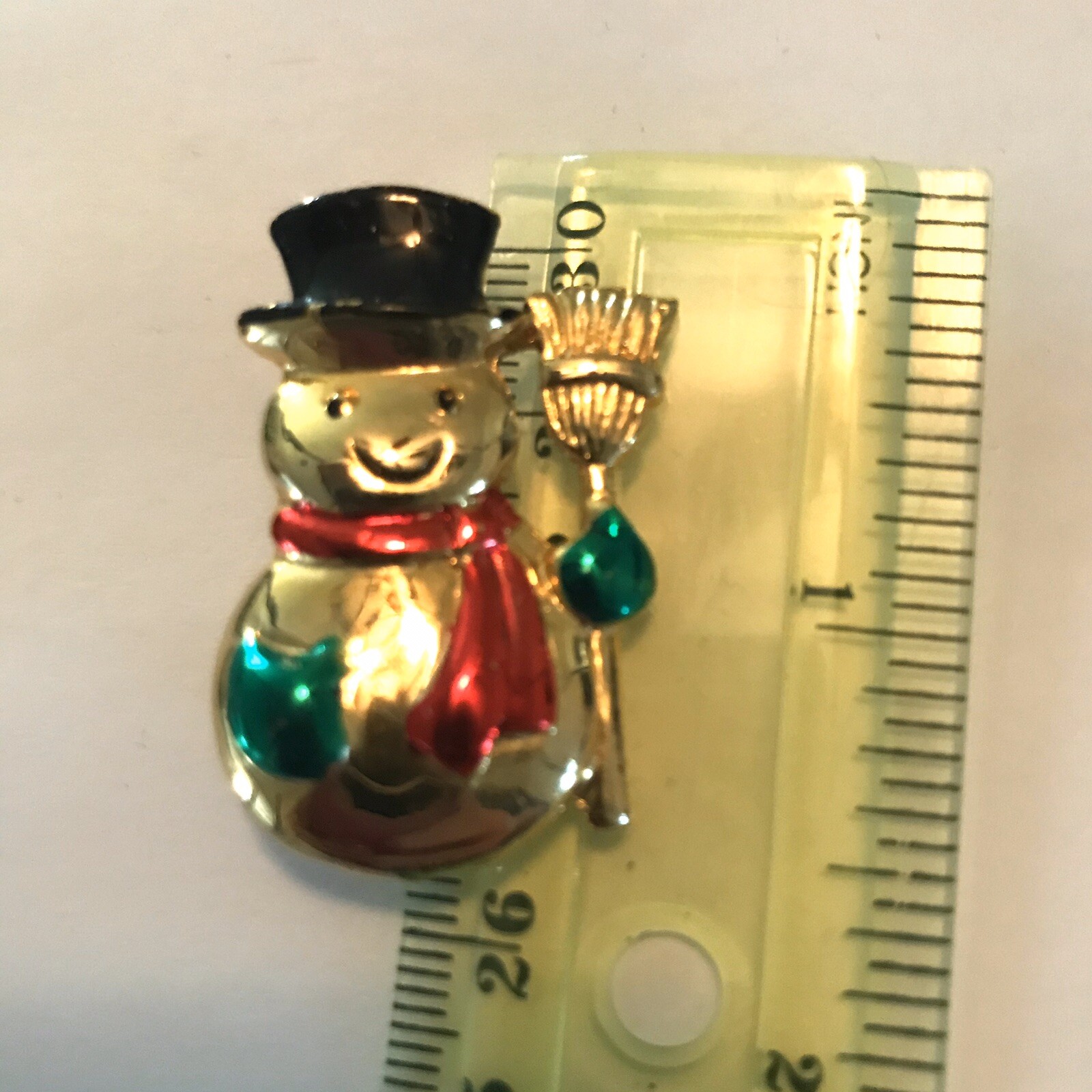 Vintage 1 1/2" Goldtone Enamel Painted Snowman SFJ Signed Pin J1021 | eBay