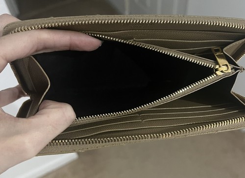 Saint Laurent YSL Cassandre Matelasse Zip Around Wallet Leather Beige ...