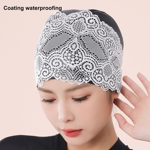 Swim Pool Caps Women Bathing Hat Elegant Lace Flower Women's Swimming ...