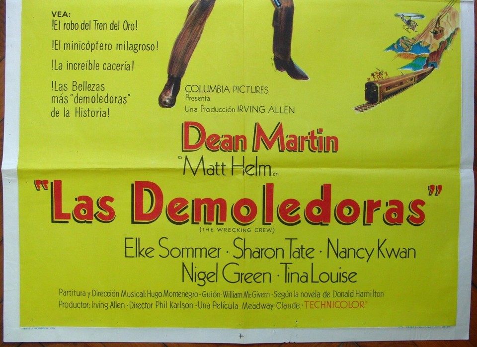 1969 THE WRECKING CREW Dean Martin Sharon Tate 1SH MOVIE POSTER Rare ED ...