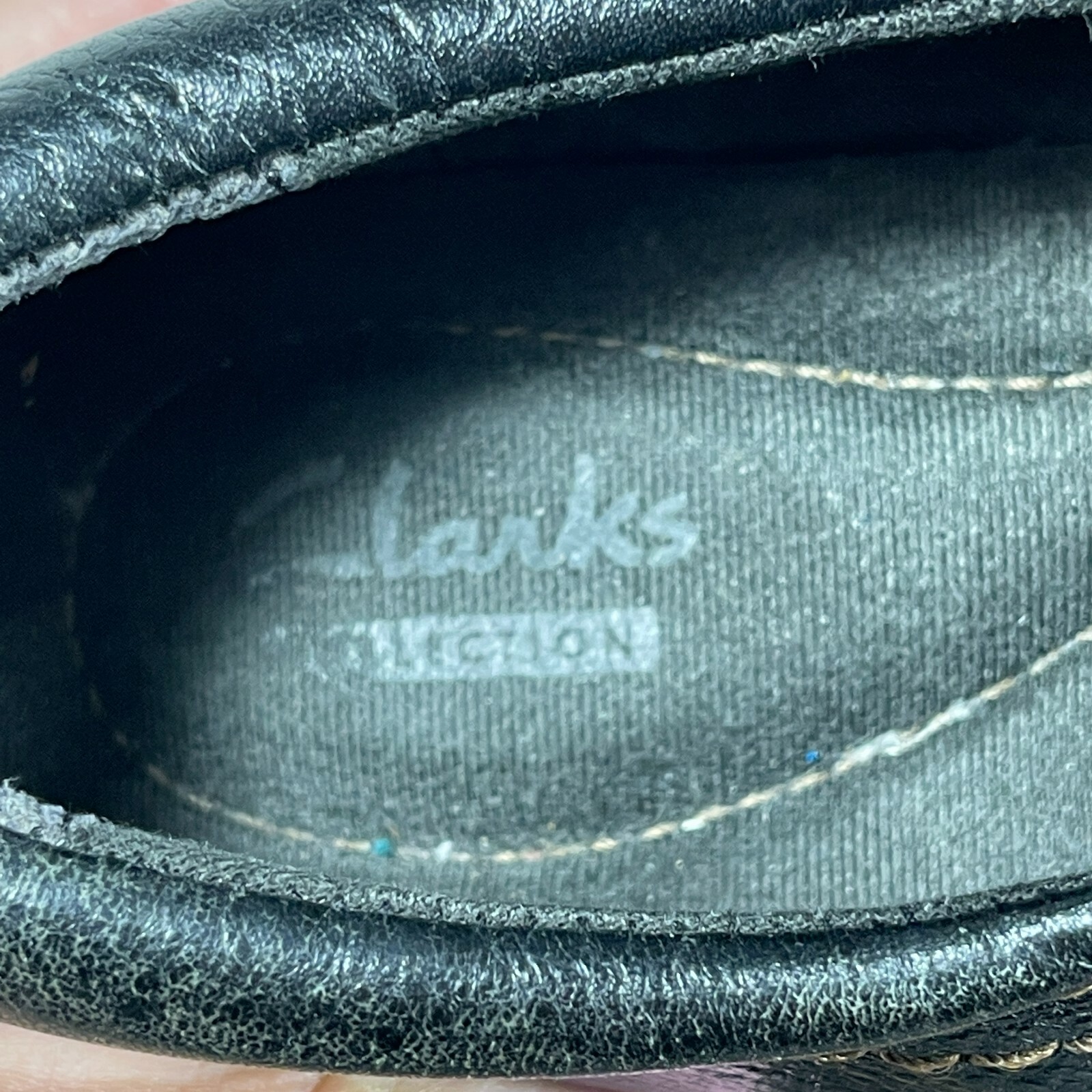 Clarks Collection Black Leather Button Ashland Slip O… - Gem