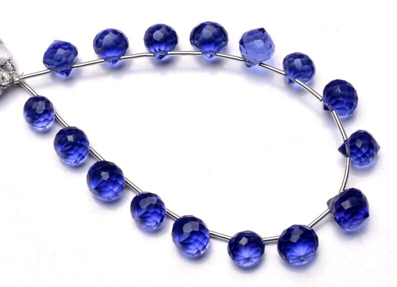 10 Pcs Hydro Tanzanite Blue Briolette Onion Faceted Beads Jewelry ...