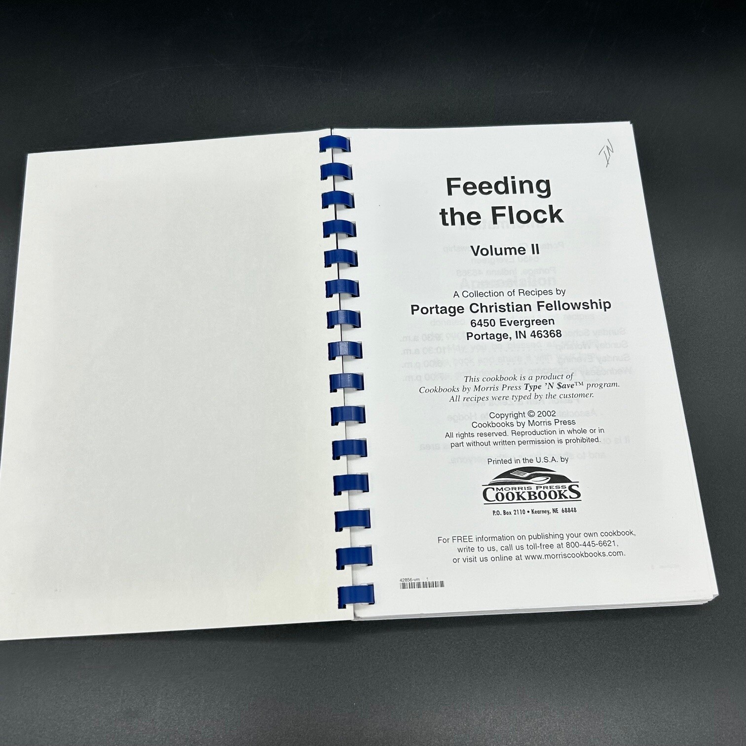 Feeding the Flock V 2 Portage IN Christian Fellowship Cookbook 2002 Morris Press | eBay