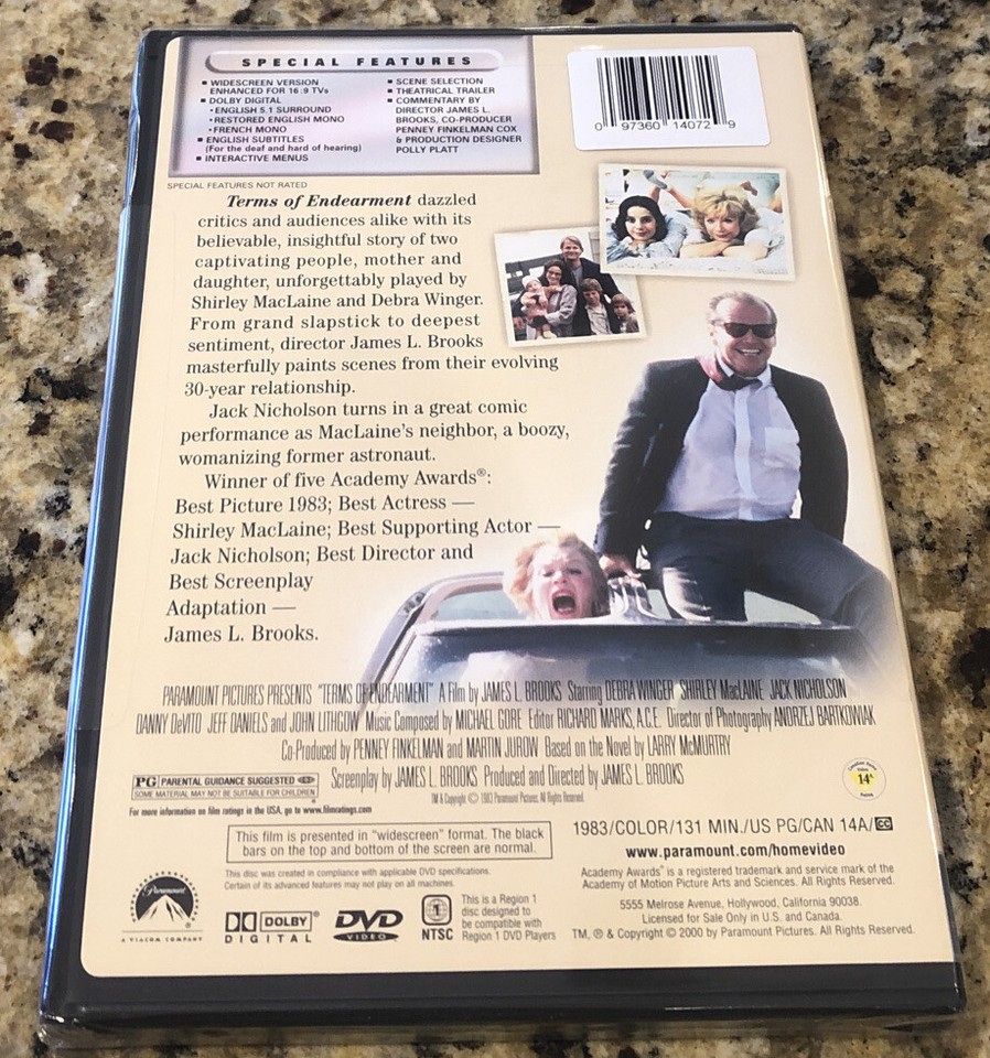 TERMS OF ENDEARMENT Debra Winger Shirley MacLaine Jack Nicholson DVD NEW SEALED 97360140729| eBay