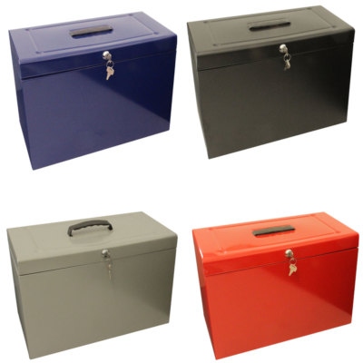 Lockable Foolscap Metal File Box Filing Storage extr/inc 5 Free ...