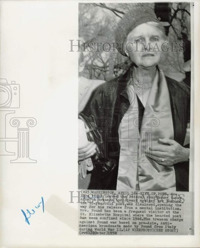 1958 Press Photo Mrs. Ezra Pound, poet's wife, leaves Washington ...