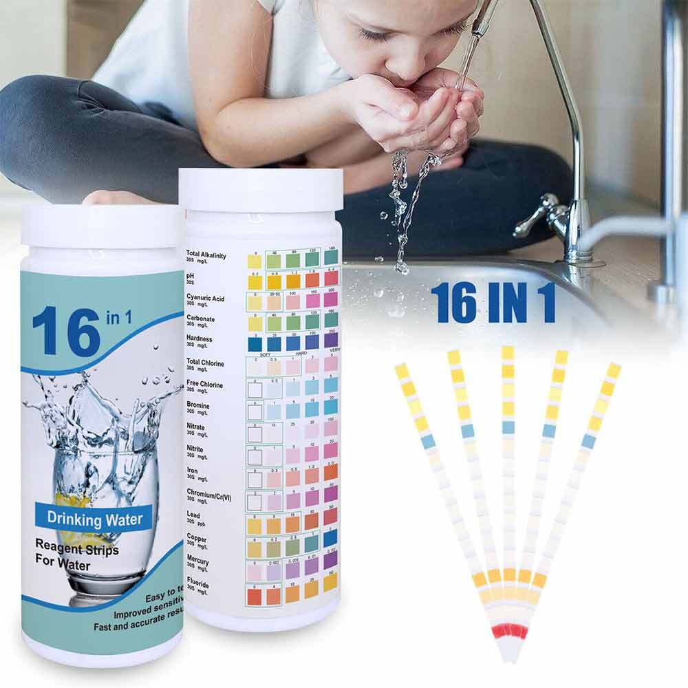 16 in 1 Drinking Water Test Kit Strips 100pcs Home Water Quality Test ...