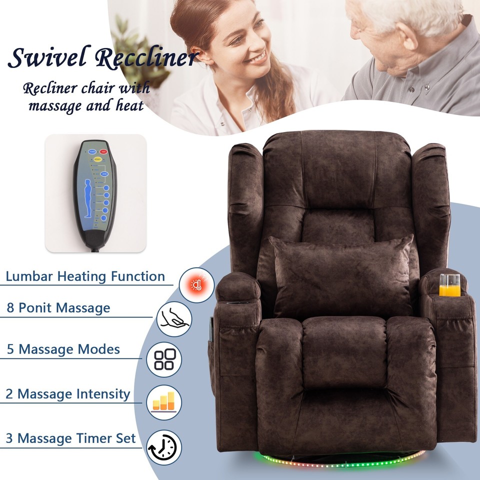 Swivel Glider Rocker Recliner Power Rocking Chair with Massage and ...