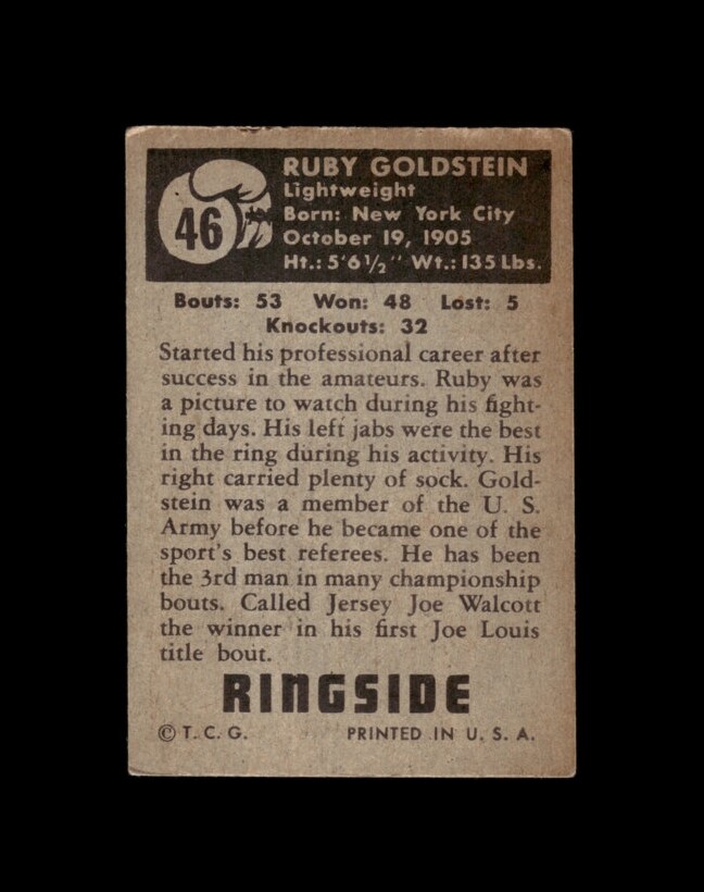 1951 Topps Ringside Set-Break # 46 Ruby Goldstein VG-VGEX *GMCARDS* | eBay