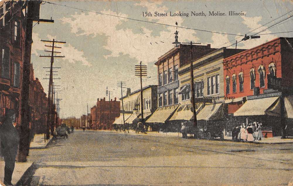 Moline Illinois 15 Street Scene Historic Bldgs Antique Postcard K24793 ...