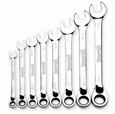 8pc 5/16 - 3/4" Reversible Ratcheting Combo Head 12 Point Wrench Set ...