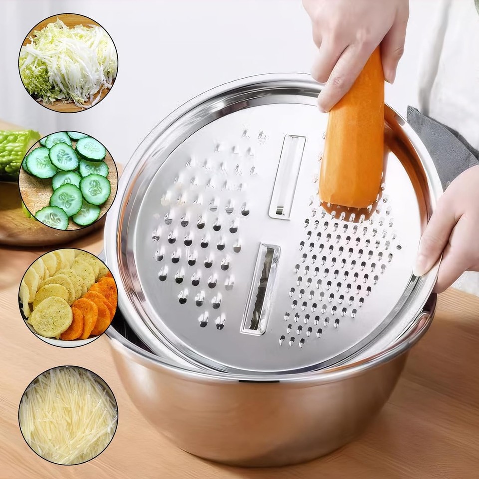 1 Set of Multifunctional Stainless Steel Basin,3-in-1 Silver | eBay
