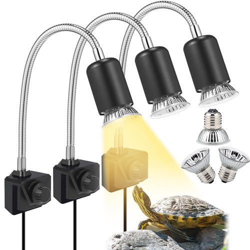 3 Set Turtle Heat Lamp Reptile Lamp with Clamp Aquarium Tank Basking ...