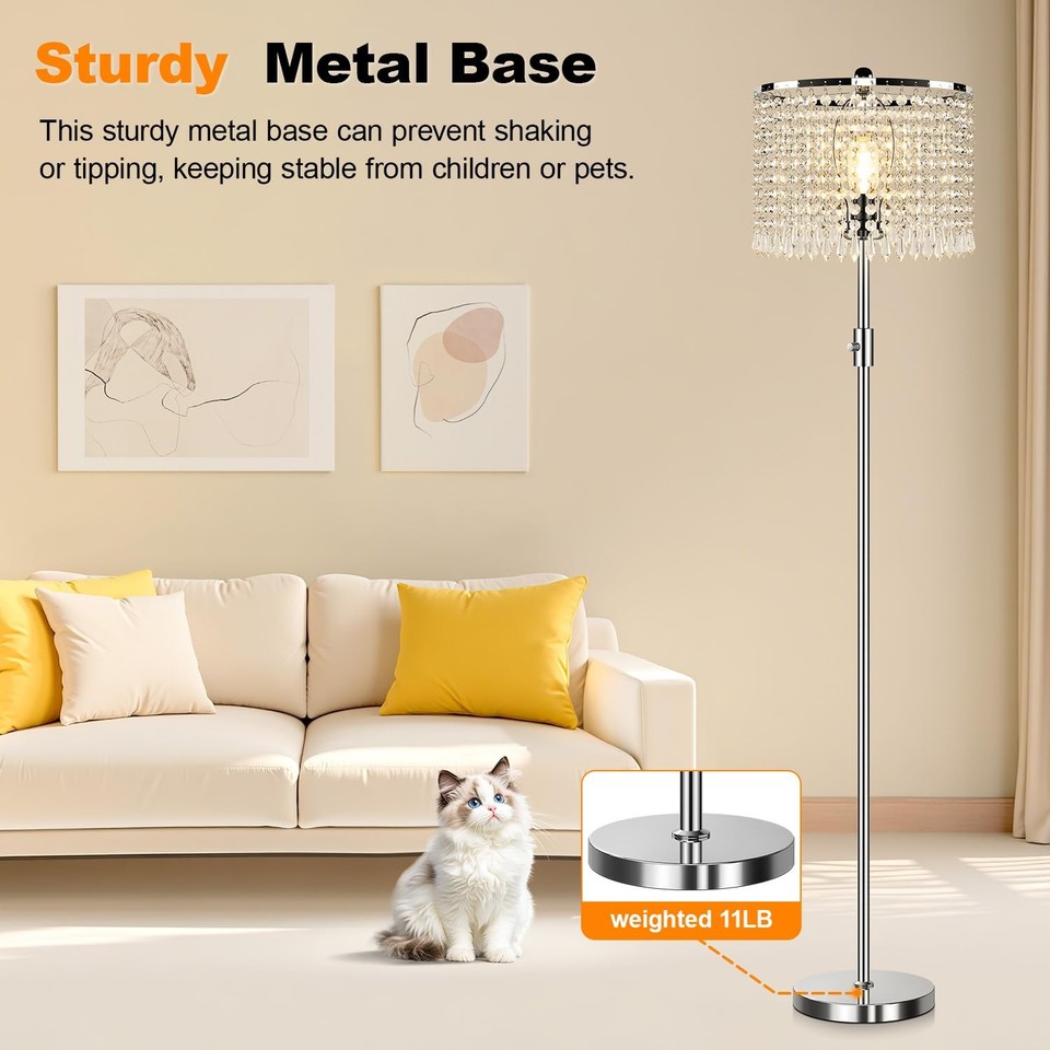 【Upgraded】 Dimmable Crystal Floor Lamps for Living Room, 1000LM LED ...
