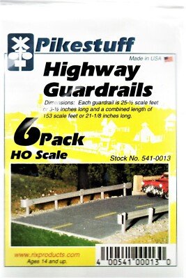 HO Scale Pikestuff #13 Highway Guardrail (6 Pack) 21-1/8" | eBay