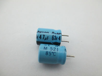 50pcs RUBYCON TWSS(CEW) 47uF 63V 47mfd 8X11.5mm electrolytic Capacitor ...