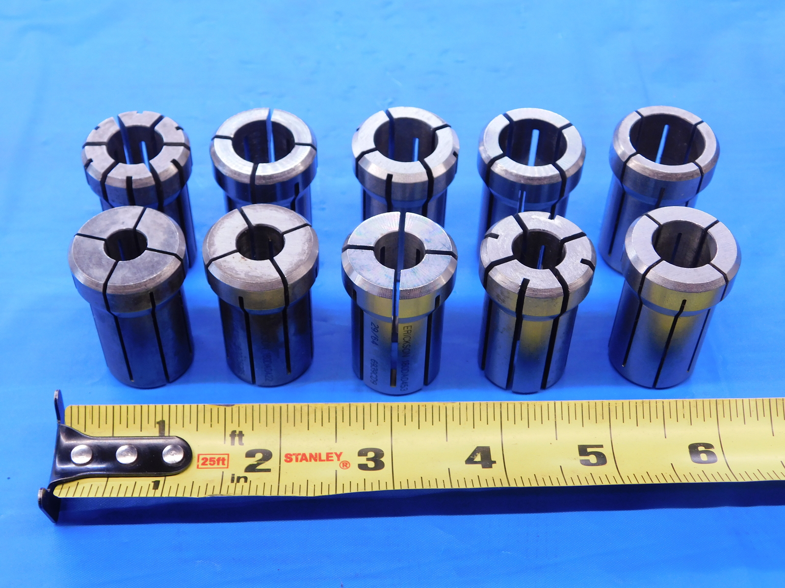 10pc LOT ERICKSON KENNAMETAL DA180 COLLETS SIZES 3/8 - 23/32 NO ...