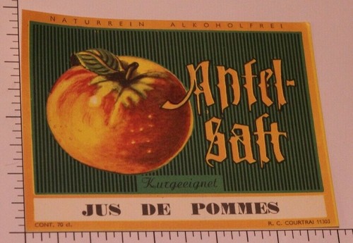 Vintage Jus De Pommes Antel Saft Label | eBay