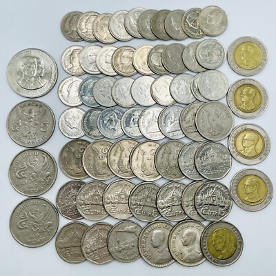 Large Lot of Thailand 1, 2, 5 & 10 Baht Coins - Great Variety ...