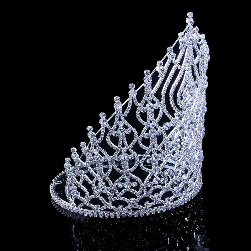 21cm Tall Crystal Huge Tiara Crown Wedding Bridal Queen Princess Prom ...