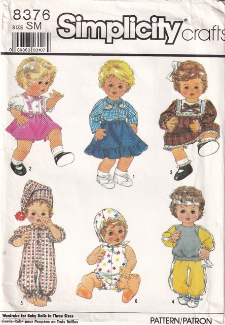 Simplicity Crafts 8376 Multi Size & 8817 Small Doll Clothing Pattern ...