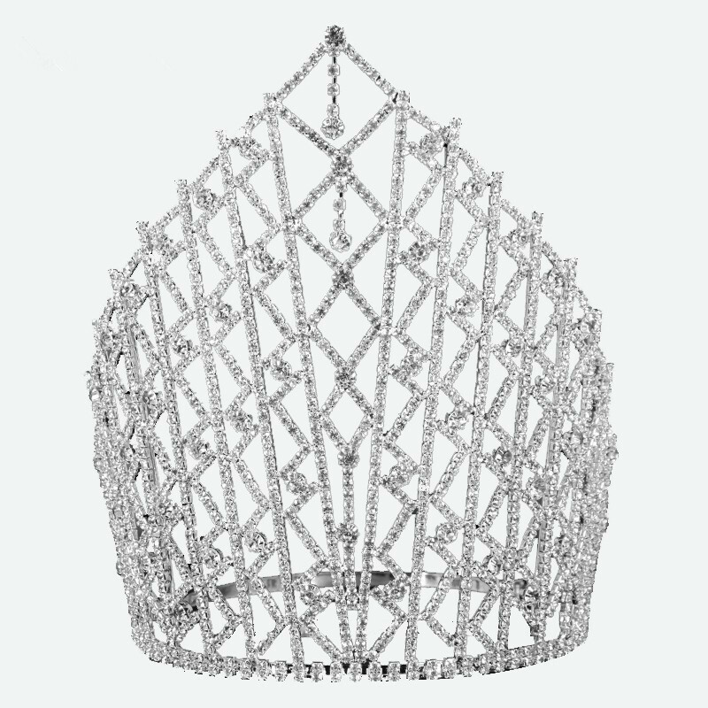 21cm Tall Large Queen Crystal Wedding Queen Pageant Tiara Crown For ...