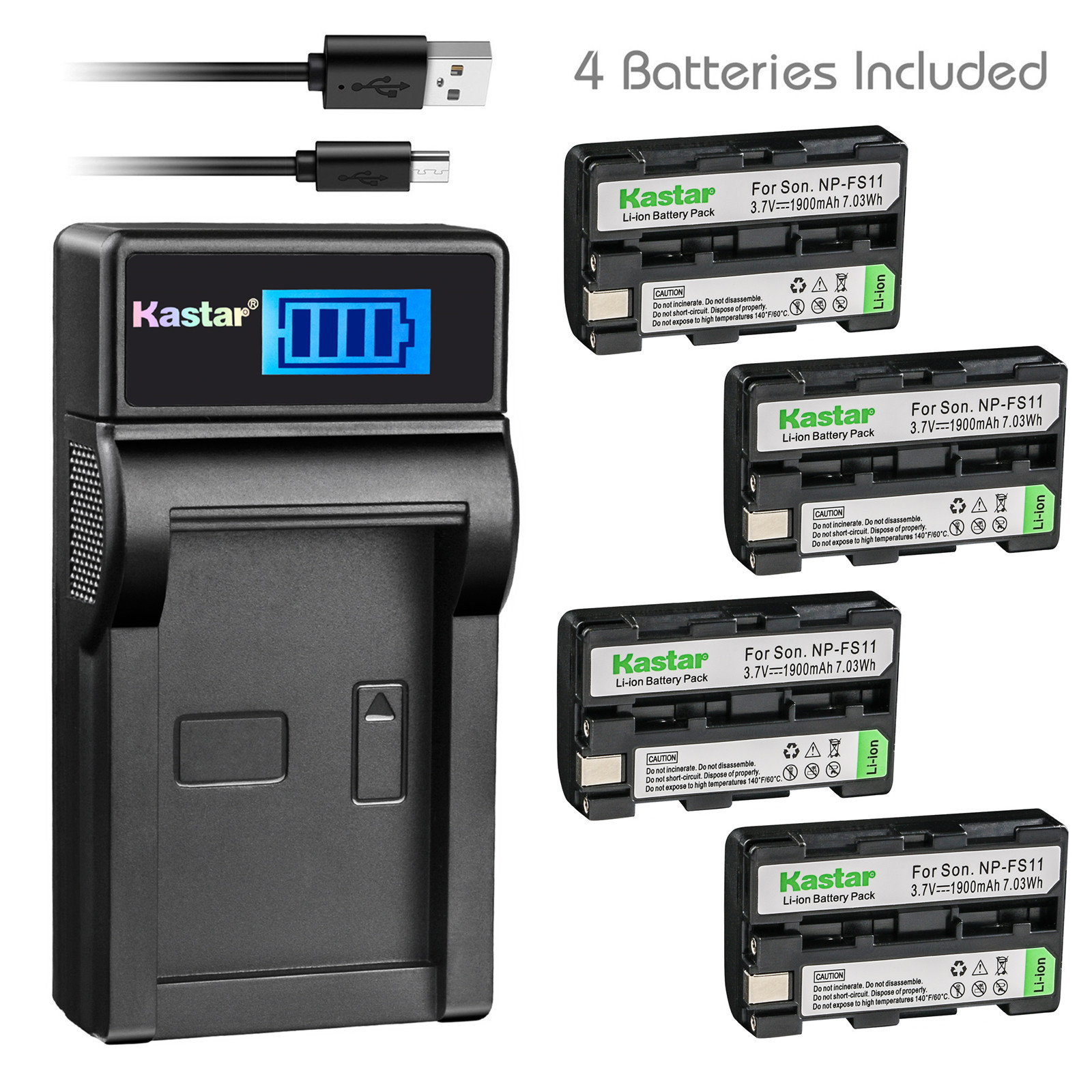 Kastar Battery LCD Charger for Sony NP-FS11 AC-VQ11 & Sony Cyber-shot ...