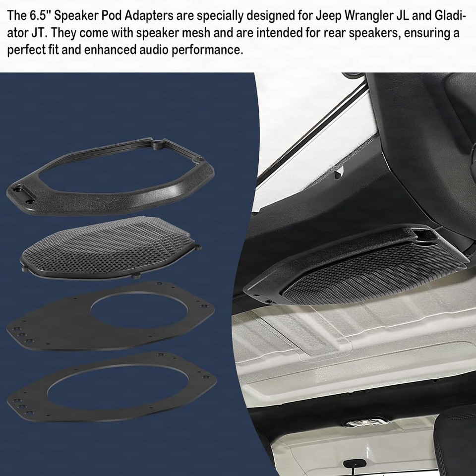 6.5" Rear Speaker Pod Adapters For Jeep Wrangler JL & Gladiator JT (Set ...