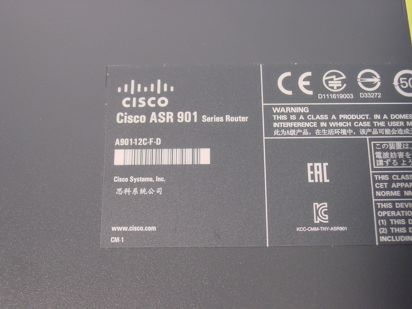 Cisco A901-12C-F-D V04 ASR 901 Series Aggregation Services Router | eBay