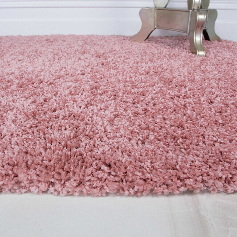 Soft Thick Fluffy Blush Pink Colour Shaggy Rug Bedroom Living Room ...