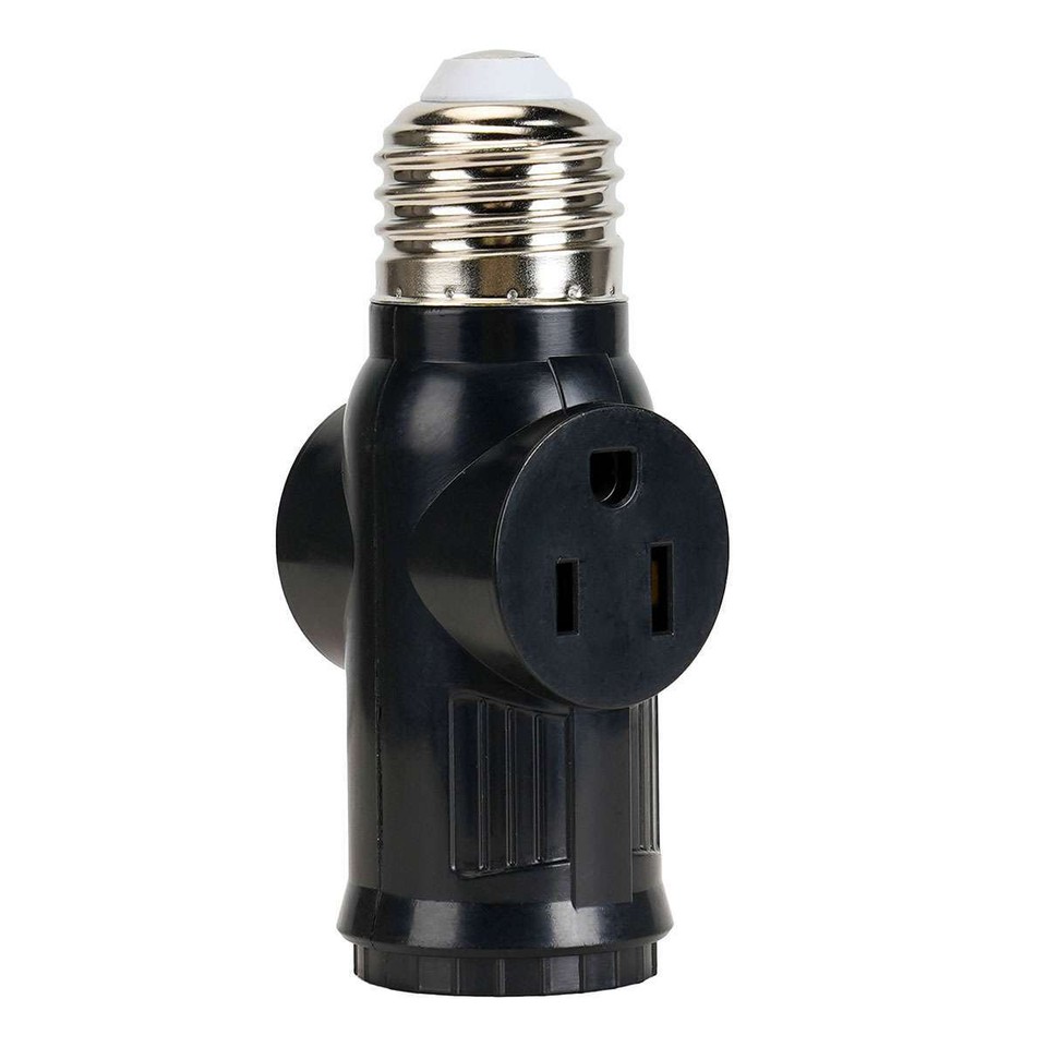 E26/E27 Light Socket to Plug Adapter 2/3 Prong Light Bulb Outlet Socket ...