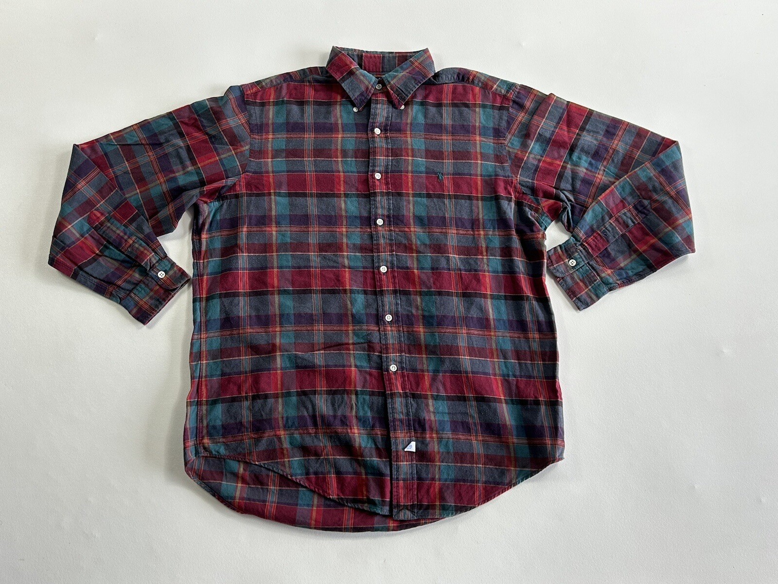 Ralph Lauren Polo Button Up Shirt Mens Size Large Plaid Green Pony ...