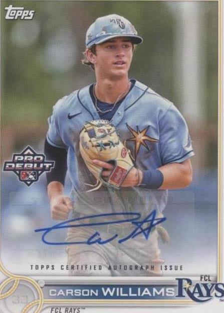 2022 Topps Pro Debut - Carson Williams #PD-54 Autographs (AU, RC ...