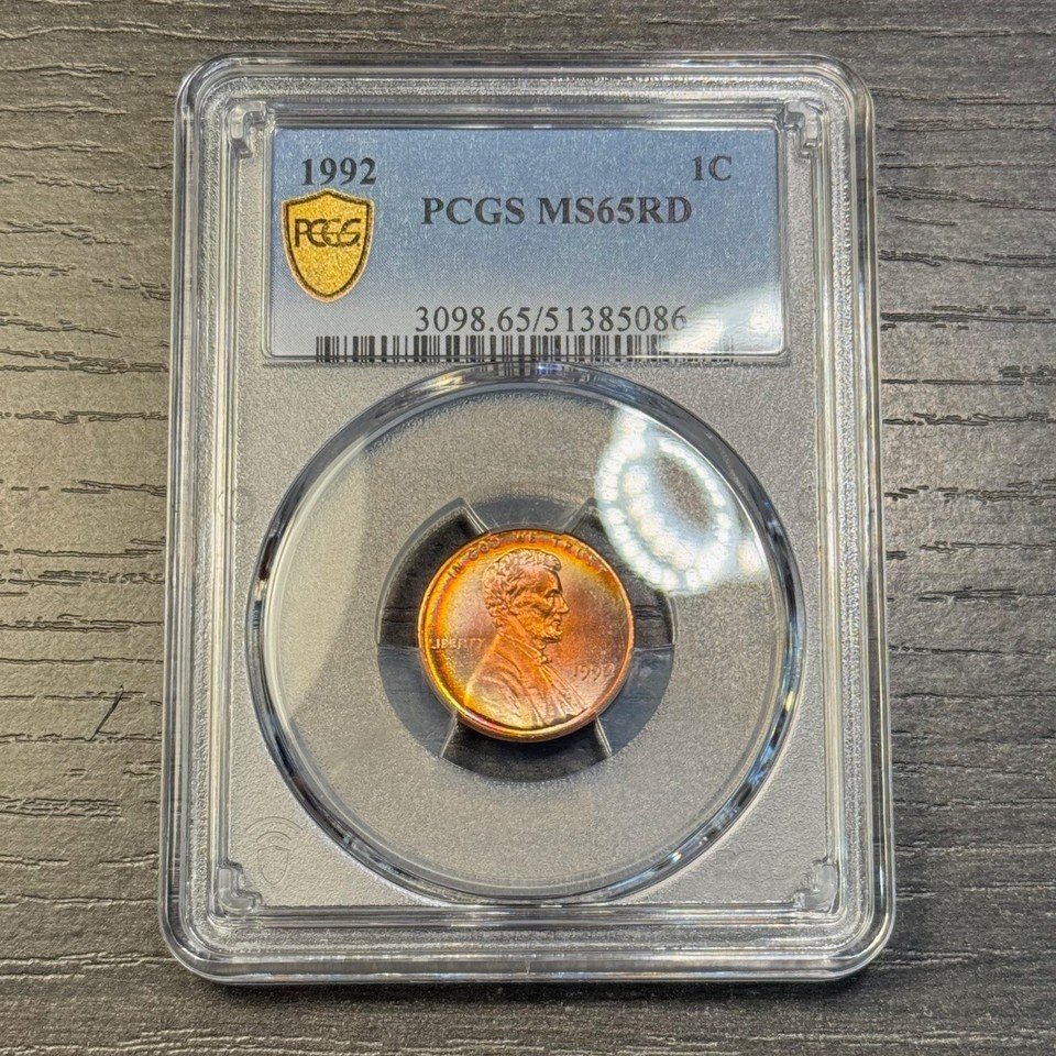 MS65RD 1992 1C Lincoln Memorial Cent PCGS Trueview- Rainbow Toned (Bad ...