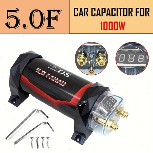 Car Audio Capacitor, 5.0 Farad, with Protection for Power Amplifier ...