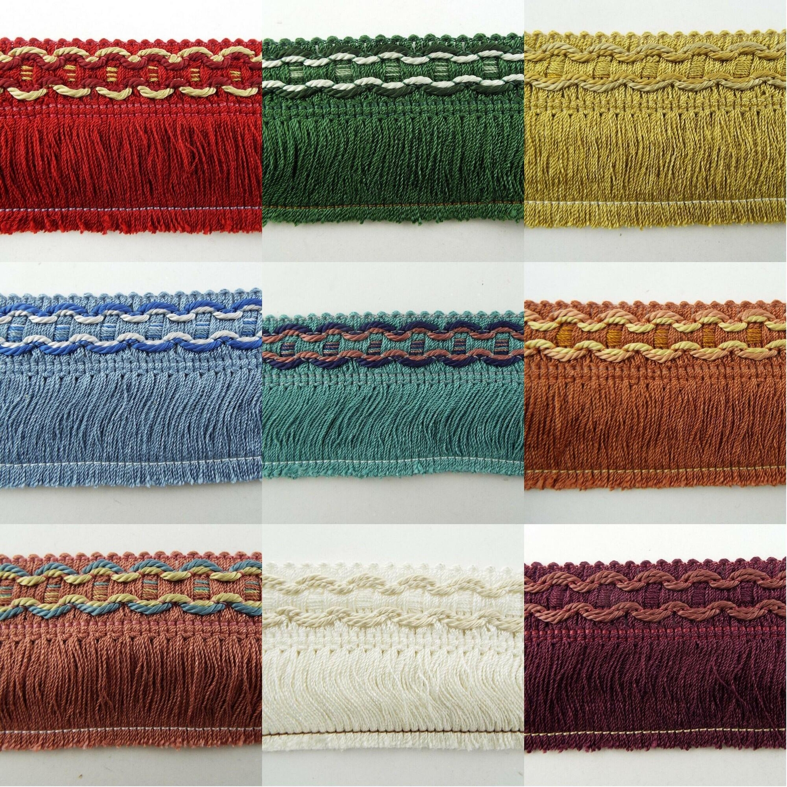 9 COLOUR 5cm Fringe Braid Gimp Edging Chair Upholstery Blind BUY 1 2 4m ...