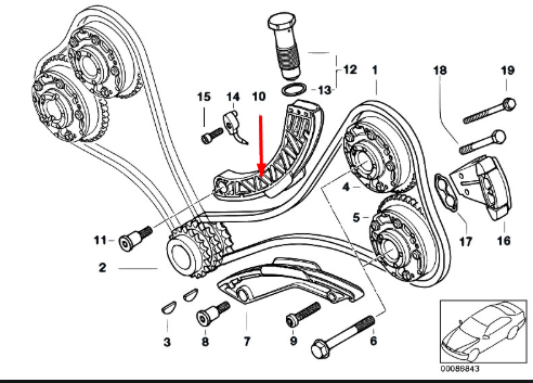 BMW 5 E60 Engine Timing Chain Tensioner Left Rail 11317533483 NEW ...