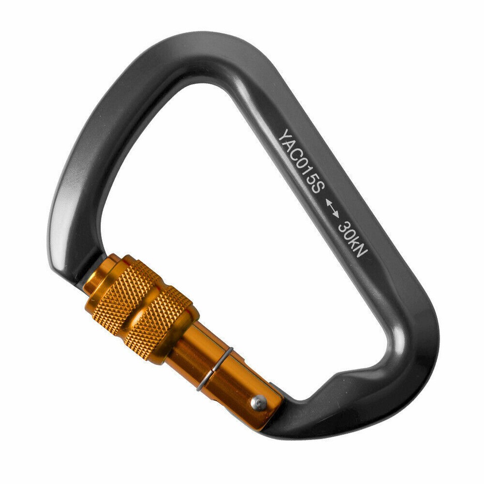 30KN Climbing Carabiner Locking Safety Prusik Climbing Rope Rappelling ...
