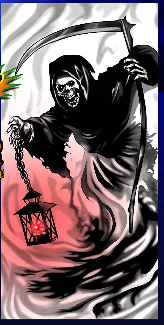 LITE UP Scary Grim Reaper w/ lamp, Door Cover, Mural, Halloween Decor ...