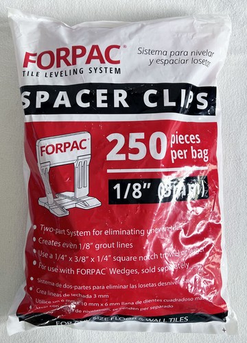 FORPAC Tile Leveling System - 1/8" (3mm) Spacer Clips - Bag of 250 NEW ...