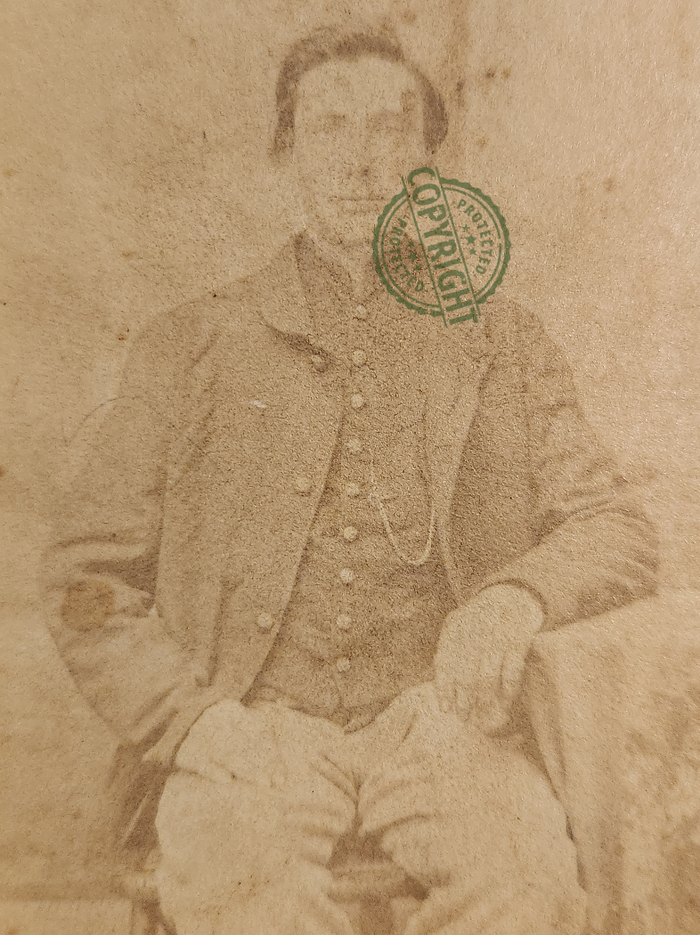 Seated view CDV of Daniel Hough of the 114th NY infantry signed in ink ...