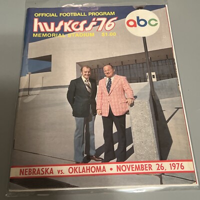1976 Nebraska VS Oklahoma Football Program Vintage Cornhuskers Sooners ...