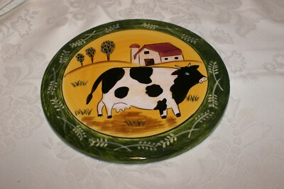 Trivet Ceramic Primitive Cow Kitchen Country Farm Decor Handcraft 8"D ...