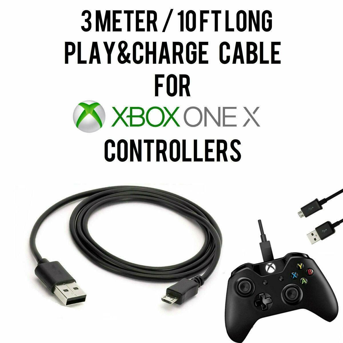 3M/10FT Charging Play+ Charge Cable Cord For XBOX ONE X Controller Pad ...