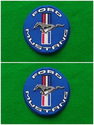 A Pair Of 2 Ford Mustang Motor Racing Car Motorsport Badges Sew / Iron ...